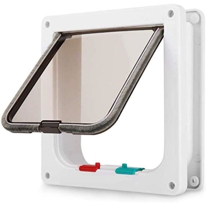 YITON Portes pour Chiens Blanc 4 Voies Verrouillable Chien Chat Porte ...