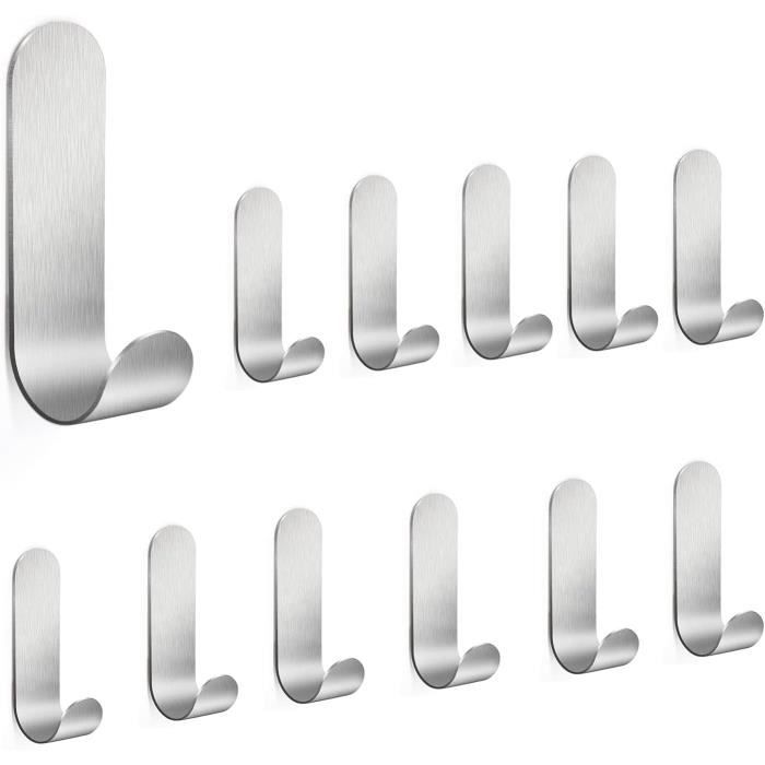Vista Lot de 12 Crochet Adhesif Mural en Acier Inoxydable SUS304 ...