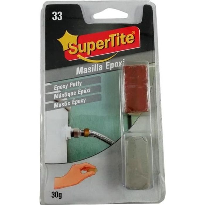 Mastic époxy - SUPERTITE - Réf.:2433 - 30 g - Très résistant - Durcit ...
