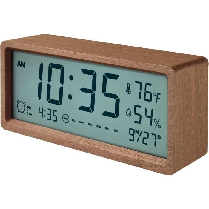 Réveil Silencieux En Bois Avec Affichage Numérique Led À Grand Écran ...
