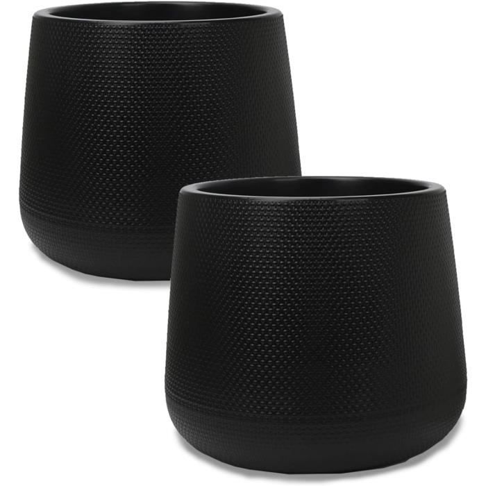 2 Pcs Pot À Plantes + Soucoupe Adaptée (17 X 21 X 17Cm), Pot De Fleurs ...