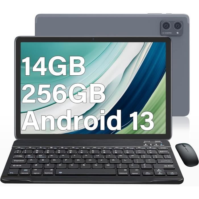 Tablette 10 Pouces Android 13, 14 Go Ram + 256 Go Rom, 1 To Extensible, Octa-Core, Tablette ...