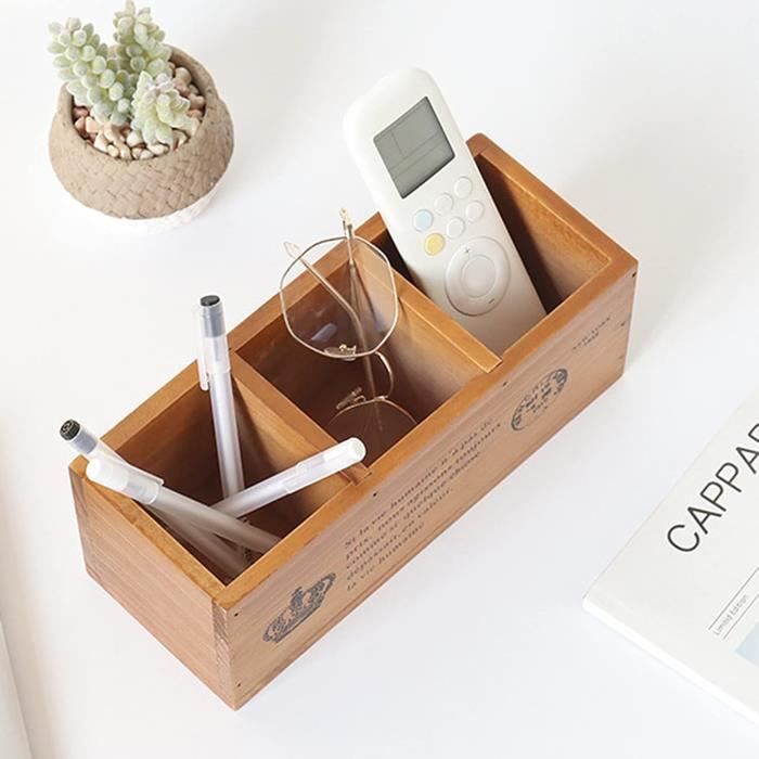 Organisateur De Bureau Boîte De Rangement En Bois Multifonction Support ...