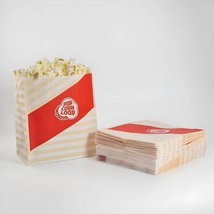Lot De 10 X 5 Sachets En Papier Rayé Rouge Et Blanc Pour Pop-Corn ...