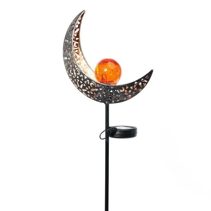 Toboli Lampe solaire Forme Lune en Métal Éclairage extérieur Balise ...