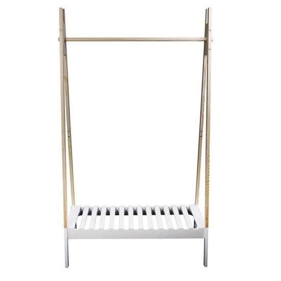 Veran - Porte-Vêtements Design Blanc et Bois - Cdiscount Maison