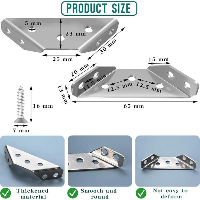 Équerre de Fixation - Inox - Triangulaire - Lot de 12 - Résistante à la ...