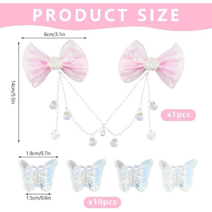 Ensemble De Pinces À Cheveux Papillon : Chaîne À Cheveux Avec Nœud Et ...
