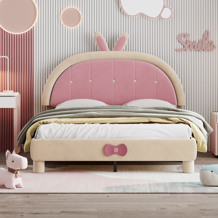 Lit adulte 140x200 cm avec sommier à lattes, lit enfant avec tête de ...