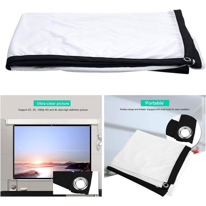 Écran de projection portable 152 cm-KAL-16:9 polyester blanc,souple ...