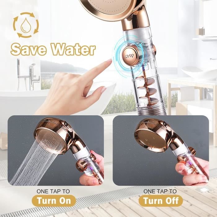 Pommeau De Douche À Ventilateur Turbo, Tête De Douche Haute Pression À Économie D'Eau - 3 Modes ...