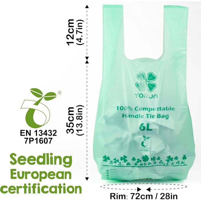 6L Compost Sacs Poubelle Avec Des Poignées Faciles À Attacher 120 ...