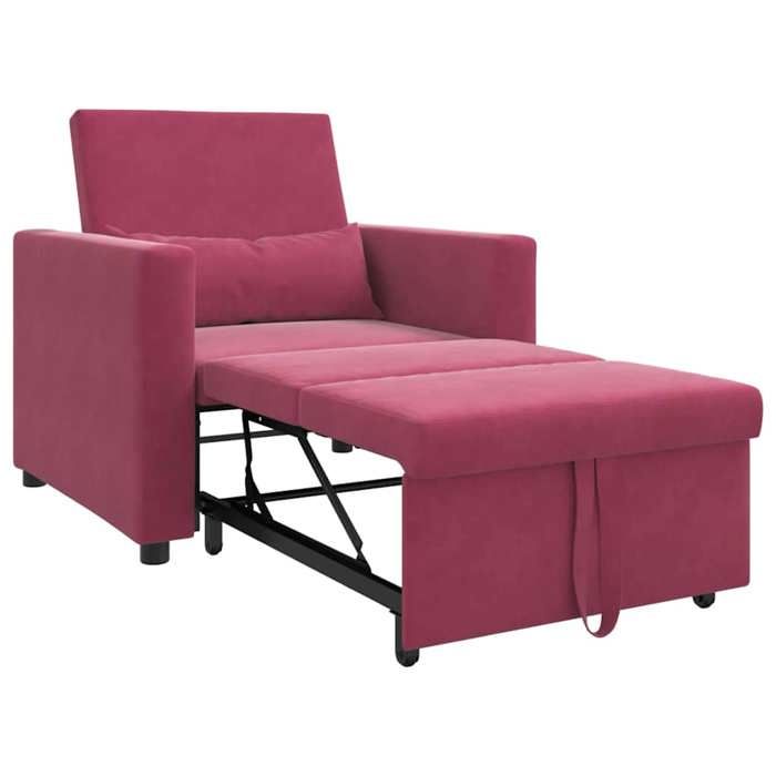 Canapé Lit Simple Rouge bordeaux 90 x 165 x 87 cm Velours-MOTHINESSTO ...