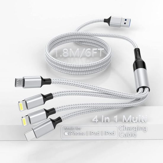 Câble Multi Usb, 3 En 1 Câble Universel 1.8M Multi Usb Câble De ...