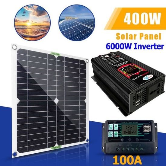 Panneau Solaire 100W 12V,Kit de Panneau Solaire Convertisseur 600W avec contrôleur de Charge ...