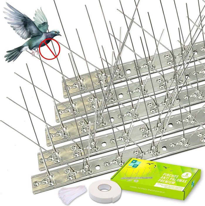 Pic Anti Pigeon Premium (5 mètres) Acier inoxidable, 20 Morceaux, Anti ...