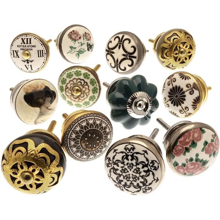 Mélange Lot de Shabby Chic Style Vintage poignées pour placards ...