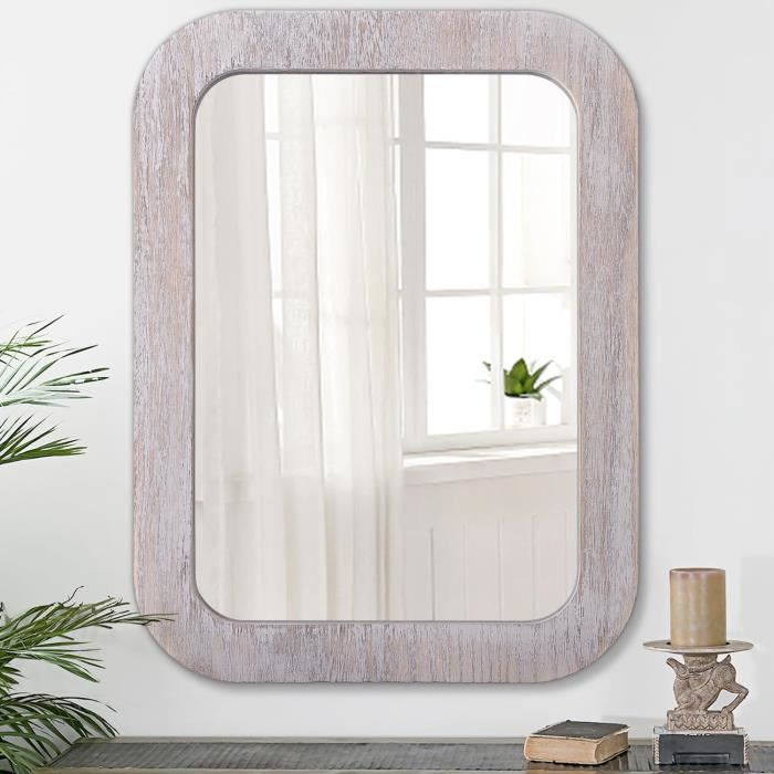 Miroir Mural Rond Rustique À Suspendre Avec Cadre En Bois Pour Salle De ...