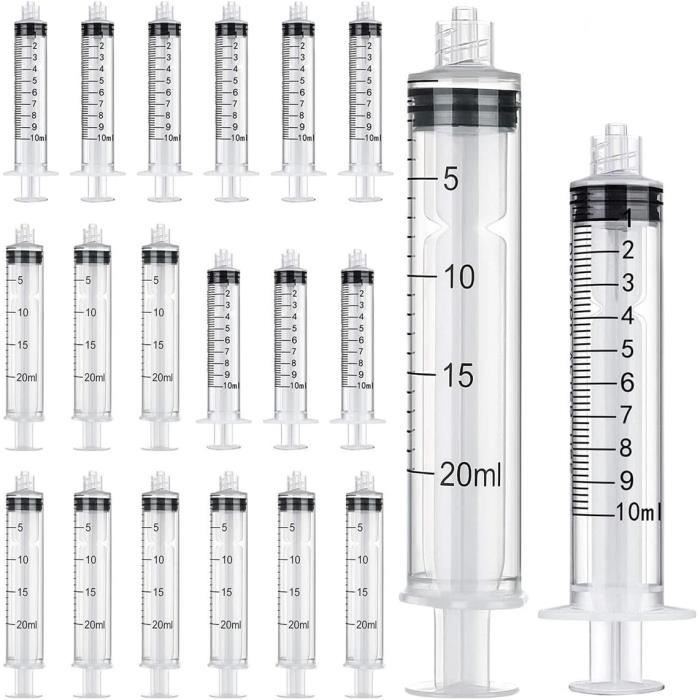 20 Pièces 10 Ml-20 Ml Seringue Luer Lock Seringues En Plastique Pour Laboratoires Scientifiques ...
