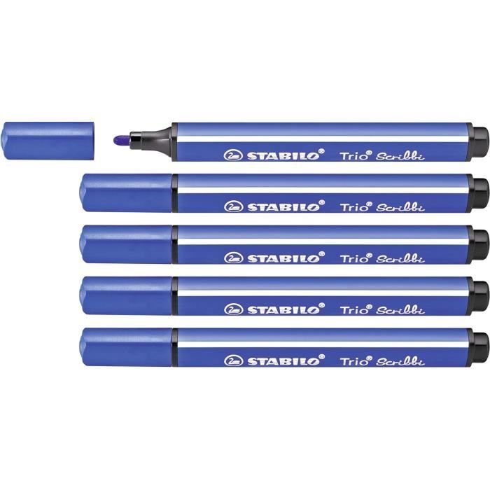 Lot de 5 Feutres coloriage Trio Scribbi Triangulaire Pte Large.[G1666 ...