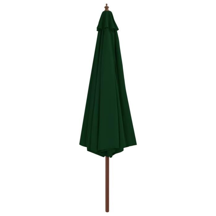 Parasol - Vert - 350 cm - Bois massif - Polyester anti-UV - Pliable ...