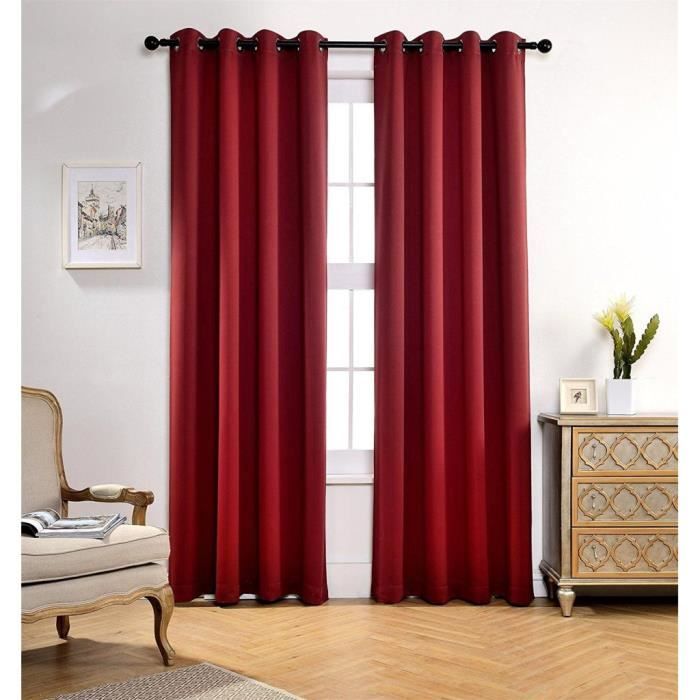 Rideau Occultant Rouge 140 x 260 cm - Cdiscount Maison
