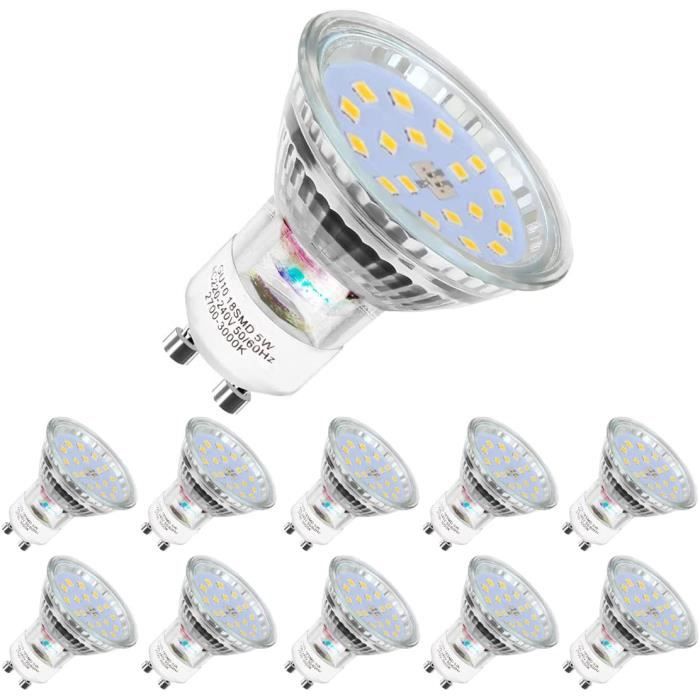 Ampoules LED GU10, 5W équivalent 60W, 600lm, Blanc Froid 6000K, 120° Larges Faisceaux, Ampoules ...