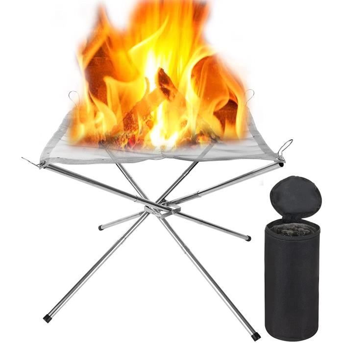 Brasero portable pliable d'extérieur en maille d'acier inoxydable avec ...