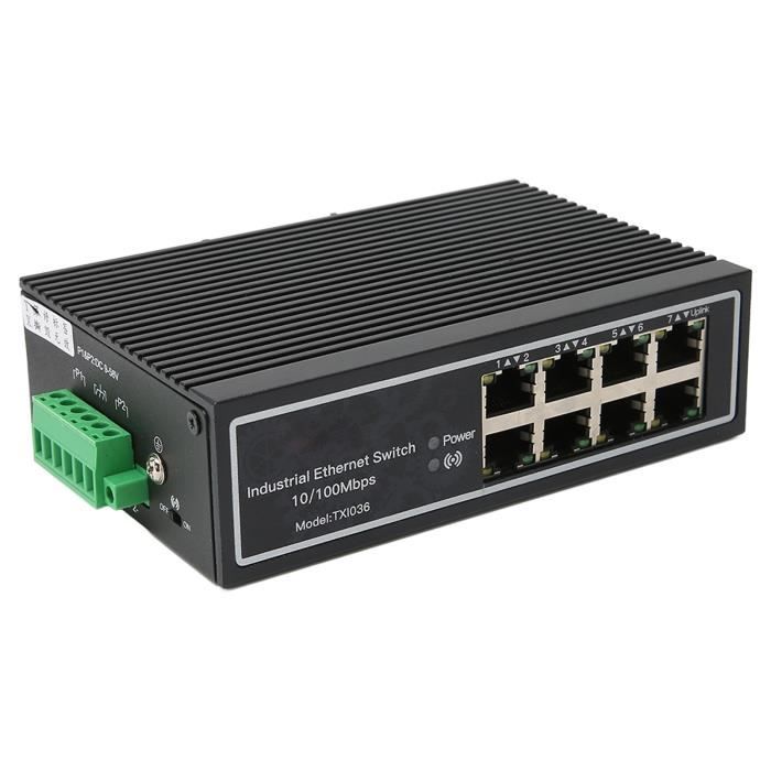 HURRISE Commutateur Ethernet DIN Commutateur Ethernet 8 ports -40℃ à 85 ...