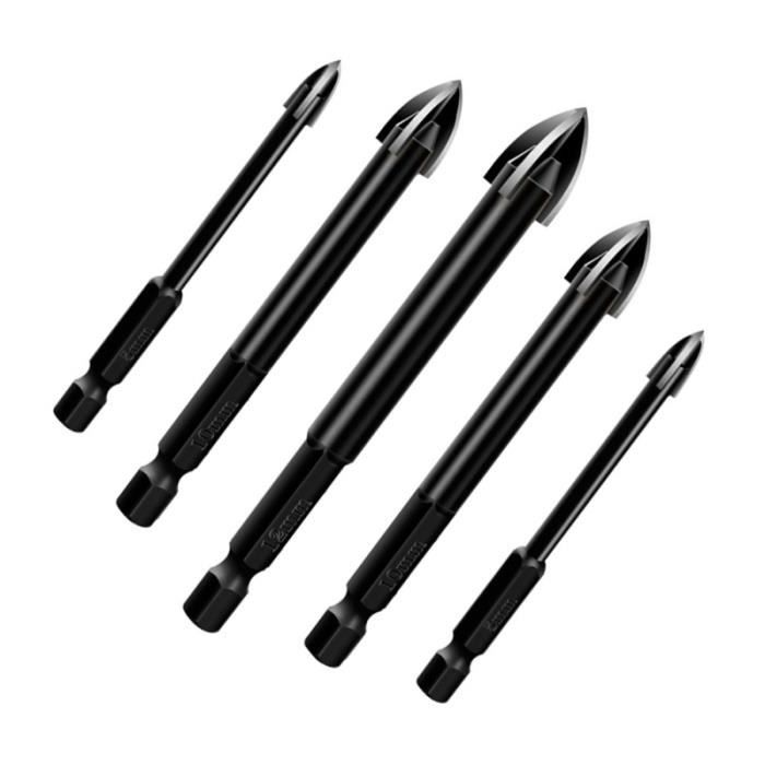 1 jeu / 5 pièces foret de tuile alliage 4 arêtes de coupe tête ...