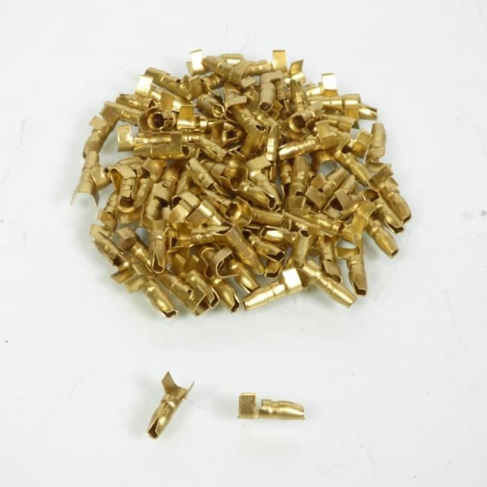 100 cosse ronde fiche électrique cylindrique mâle NON isolée laiton 4mm ...