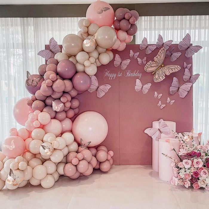 154Pcs Arche Ballon Anniversaire,3D Papillons Deco pour Baby Shower ...