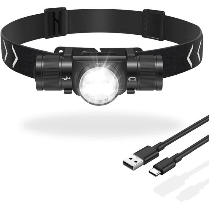 E-SMARTER Lampe frontale LED rechargeable, 1500 lm, batterie rechargeable intégrée de 2000 mAh ...