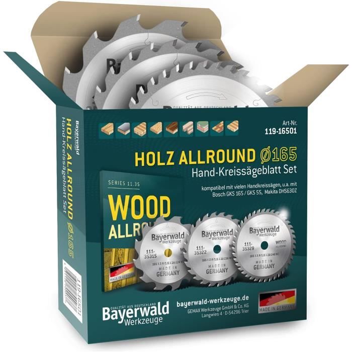 Jeu De Lames De Scie Circulaire Wood Allround Bayerwald Ø 165 (3 Pièces ...