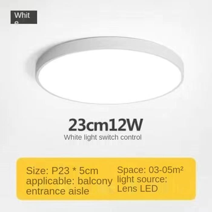 PLAFONNIER,White Round-23cm 23cm-neutre Lumière--Plafonnier Led ...