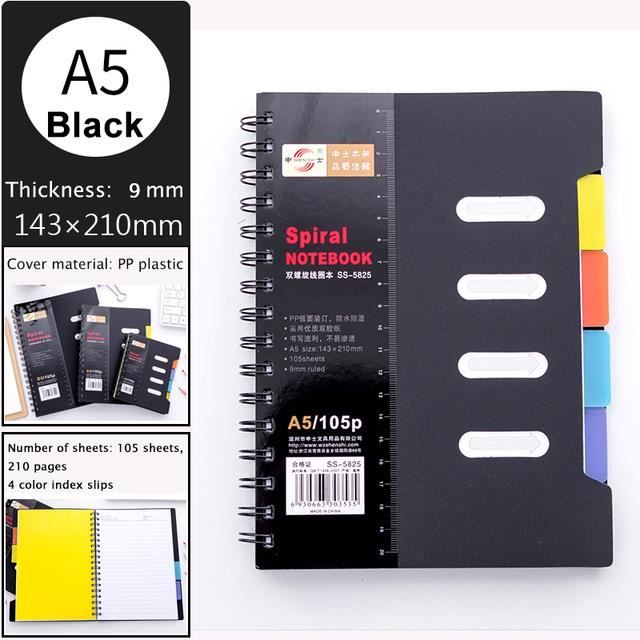 CARNET DE NOTES,A5-Black--Cahier à spirale A6-A5-B5, cahier noir à ...