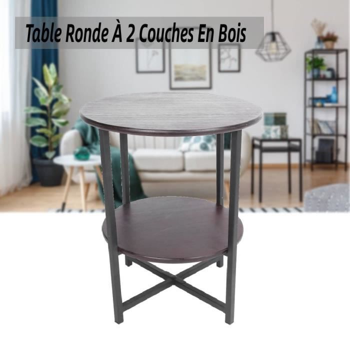 Zhihushop - Meuble - Table 2-Layer Round en MDF et Iron Multifunctional ...