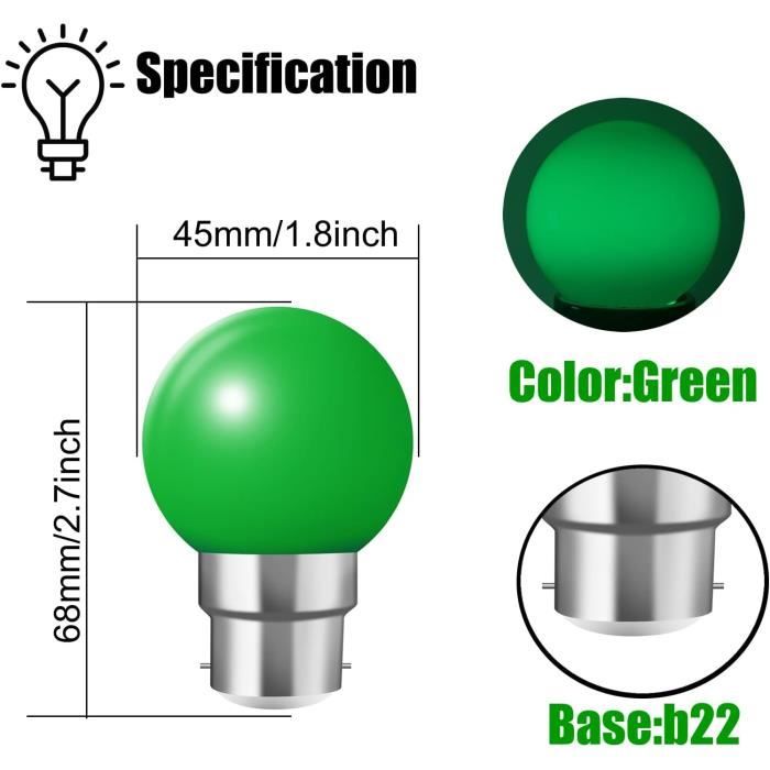 10X B22 Ampoule Rouge 2W Ampoule Couleur Économie D'Énergie Couleur À ...