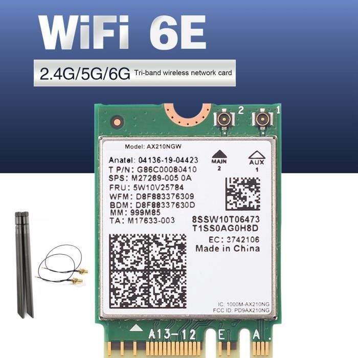 AX210NGW WIFI6E 5374M Gigabit 2.4G-5G-6G Carte RéSeau Sans Tri-Bande ...