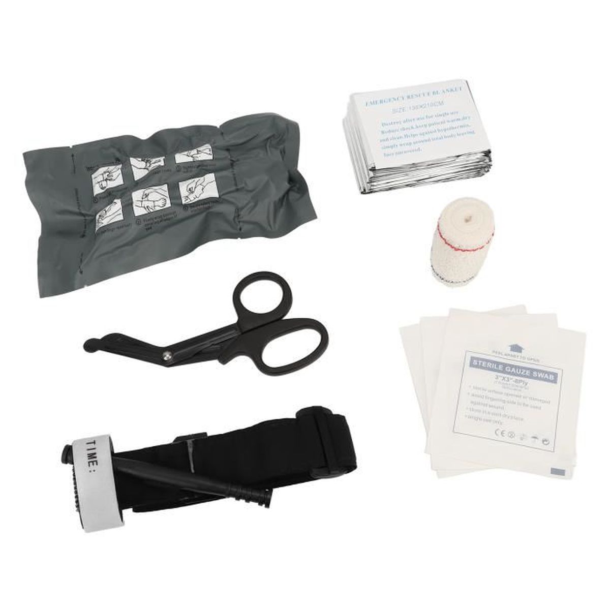 AUN Kit de bandage d'urgence Kit de pansement d'urgence Tourniquet ...