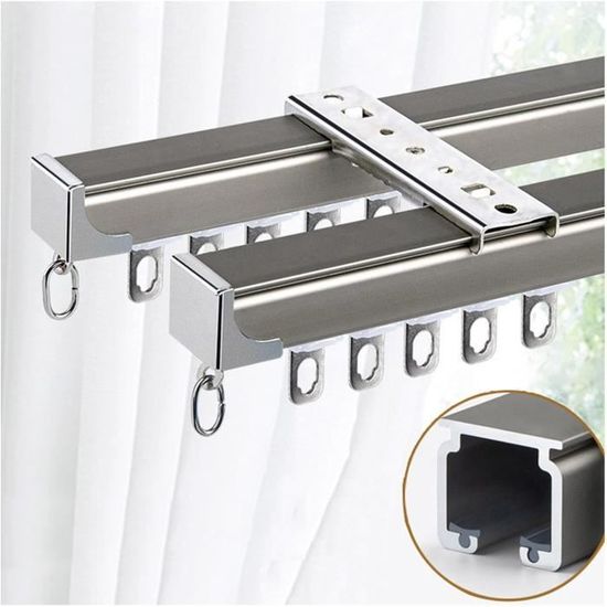 Rail À Rideaux Double, Rail De Rideau En Aluminium, Tringle À Rideau De ...