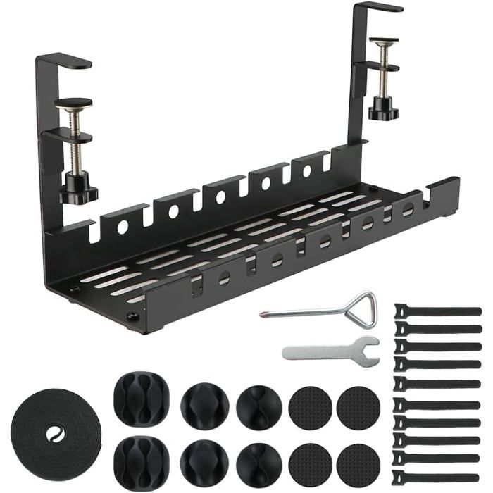 Kit de Plateau de Gestion des Câbles sous Bureau, Passe-Câbles Bureau ...