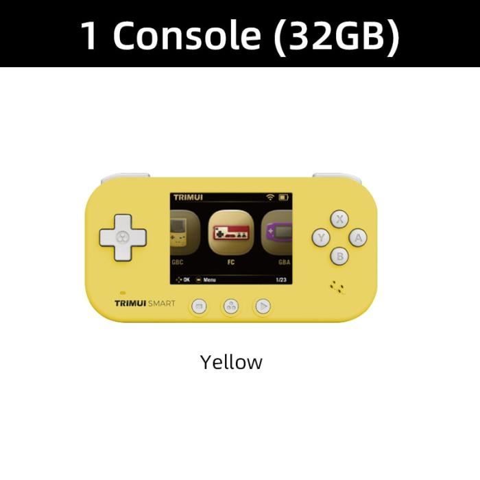 Jaune 32 Go - Console de jeux vidéo rétro, lecteur Portable intelligent officiel, écran IPS LCD ...
