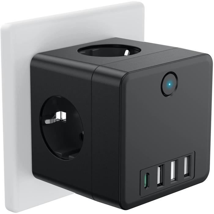 Prise USB Multiple, 8 en 1 Multiprise Electrique Murale 4 Prises avec 2 ...