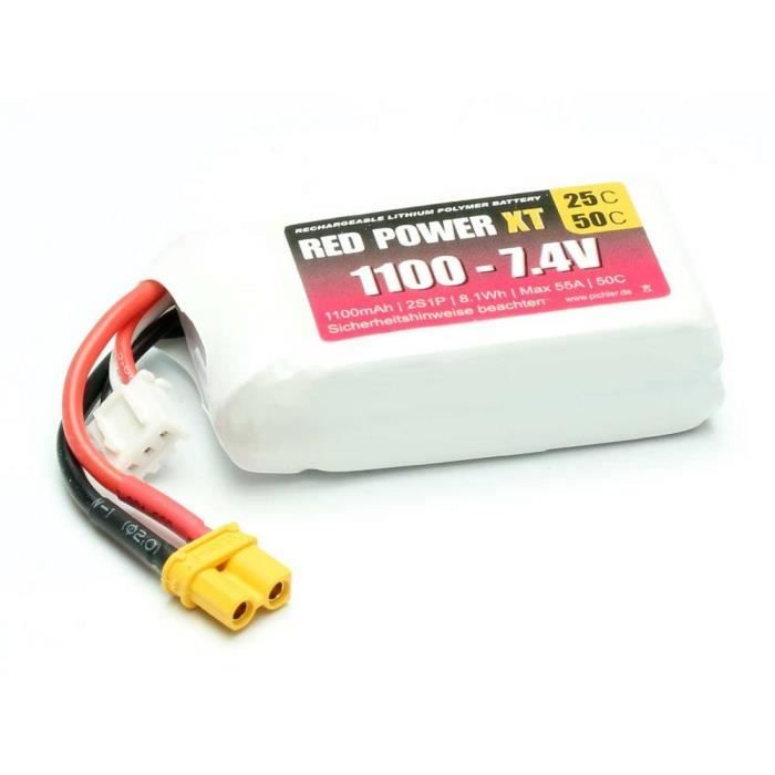 Red Power Pack de batterie (LiPo) 7.4 V 1100 mAh Softcase XT30 ...