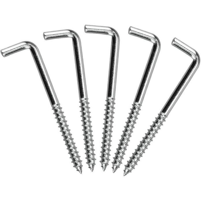 Lot de 25 Crochets à Vis en Acier au Carbone Galvanisé en Forme de L ...