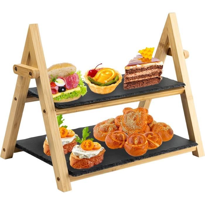 Presentoir Aperitif Buffet À 2 Étages En Ardoise - Plateau De Service ...