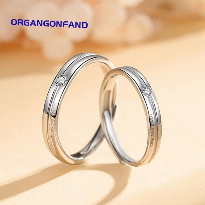 ORGANGONFAND S925 argent sterling couple anneaux pour hommes et femmes léger luxe simple ouvert ...