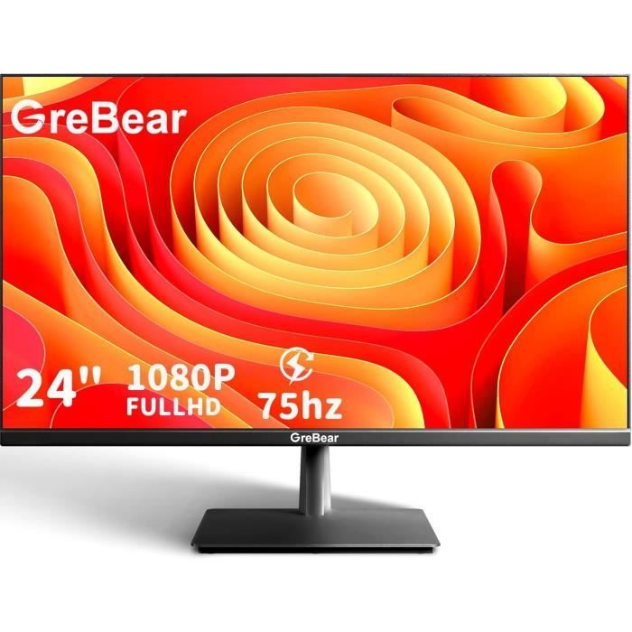 Écran Pc 24 Pouces Fhd 1080P, 75Hz Ips Moniteur D'Ordinateur 178° Angle ...