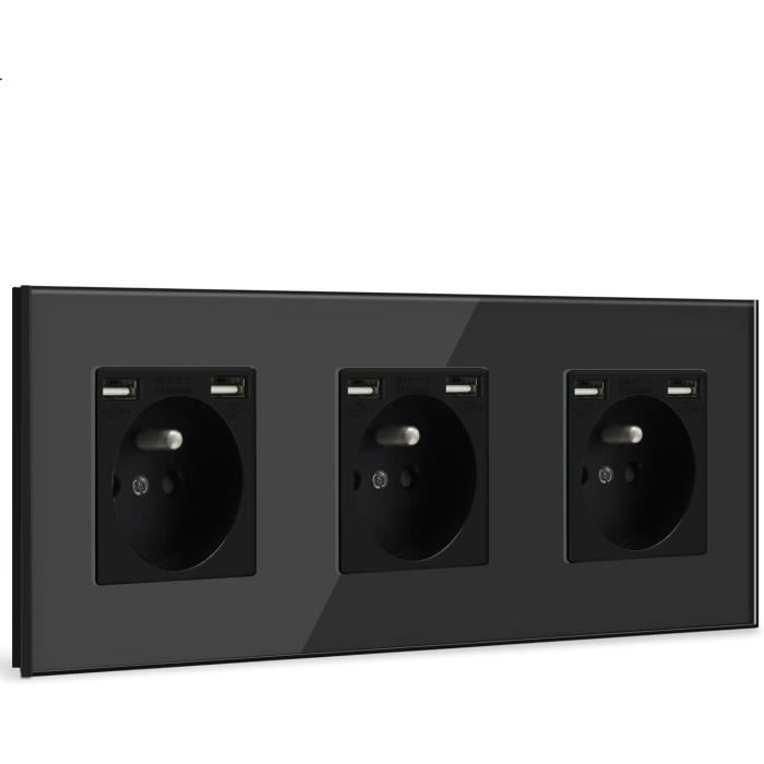 Triple Prise Murale Avec 2 Ports Usb,16A Prise De Courant Alternatif ...